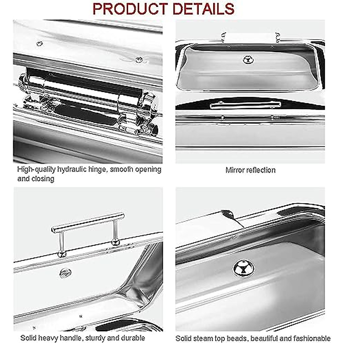 Chafing Dishes Chafing Dish Buffet Set, Food Warmers Server Warming Tray Round Rectangular Chafers, Stainless Steel Square Chafer, Round Food Warmer Chafing For Catering Warmer Chafer Set, Energy Effi