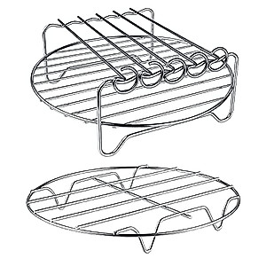 HSimple Air Fryer Rack XL Air Fryer Accessories Set Of 2, Double Layer Rack with Skewer, Stackable Metal Holder