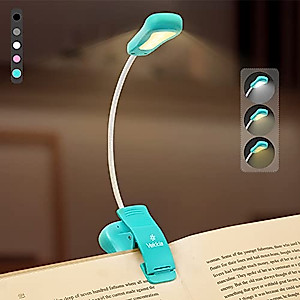 Vekkia/LuminoLite Rechargeable Book Light, 3 Colortemperature × 3 Brightness, Reading Lights for Reading in Bed, Up to 70 Hours Lighting, Great for Readers, Travel (Turquoise)