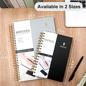 Meeting Notebook for Work with Action Items Hardcover Spiral Meeting Planner for Office Business Meeting Work Notes Notebooks for Note Taking Professional Meeting Notebooks for Men Women,Grey