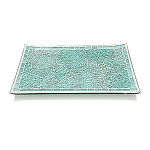 LushAccents Bathroom Accessories Set, 5-Piece Decorative Glass Bathroom Accessories Set, Soap Dispenser, Soap Tray, Vanity Tray, Jar, Toothbrush Holder, Elegant Seafoam Green Mosaic Glass