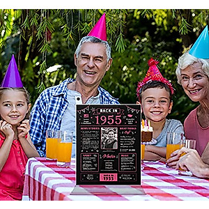 Back in 1955 Birthday Card - 68th Birthday Gift for Women - 68th Birthday Decoration for Her or Him - Table Centerpiece for 68 Years Old Birthday Party - Black and Pink Poster [Unframed 8x10]