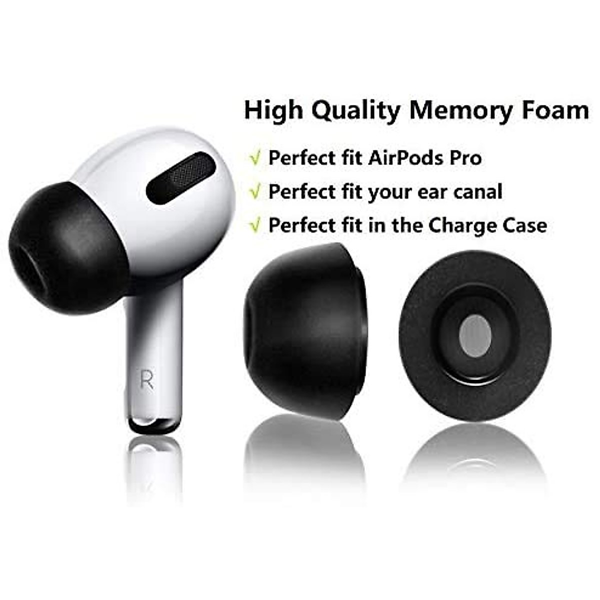 BLLQ Medium Size Foam Ear Tip Compatible with Apple AirPods Pro, Memory Foam Ear Tips, Fit in Case,with Built-in Dust-Guard Net,Noise Cancelling,Comfortable, Medium 2 Pairs