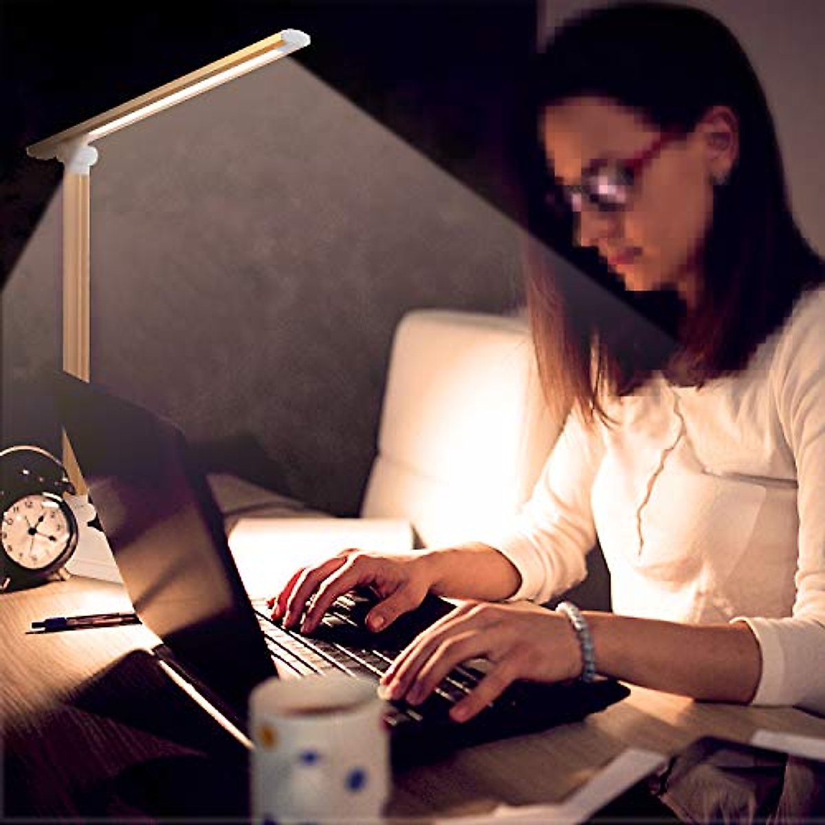 Lapeort LED Desk Lamp with USB Charging Port, Dimmable Eye-Caring Desk Lamp for Home Office, Touch Control Cute Table Lamp with 5 Lighting Modes, 3 Level Brightness