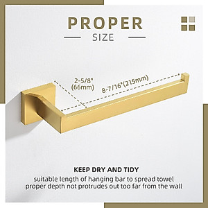 Angle Simple Hand Towel Holder, SUS 304 Stainless Steel Bathroom Towel Hanger Rack for Wall, Brushed Gold, 10.24 Inches