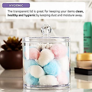 EDNA HOME Cotton Ball and Swab Holder, Apothecary Organizer Jar for Q-Tips, Cotton Rounds, Makeup Items in Bathroom, Vanity