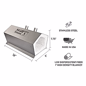 Mr Volcano Hero 2 - Portable Propane Forge (Complete Kit - Now with Superwool XTRA) MADE IN USA (Stainless Steel) Double Burner Artist Hobby Knife Making Tool Making Farrier Blacksmith