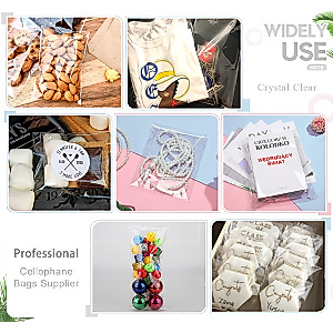 LEOSINDA 100 pcs 6 X 6 Inch Clear Resealable Cellophane Bags Treat Bags Cookie Bags Cello Candy Bags Self Sealing Adhesive Gift Wrap Plastic Small Business Packaging 1.36 mil