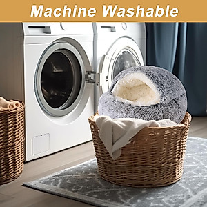 Dog Beds for Small Dogs, Cat Bed Cave, Washable Cute Cat Bed, Cozy Nook Pet Bed for Dogs or Cats, Anti-Slip Puppy Bed Fits up to 5 lbs Pets(Grey, 16" x 16")