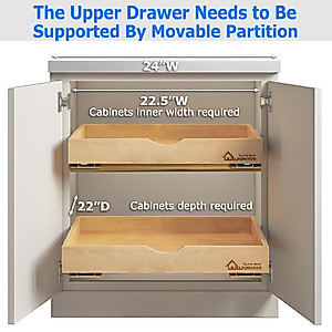 WelFurGeer Pull Out Drawers for Kitchen Cabinets, Pull Out Cabinet Organizer, Kitchen Cabinet Organizer, Pot and Pan Organizer for Cabinet, Slide Out Cabinet Organizer, Drawer Organizer (20''W)