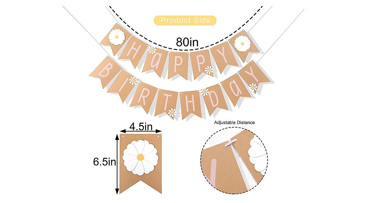 Daisy Birthday Banner | Groovy 1st Birthday Decor