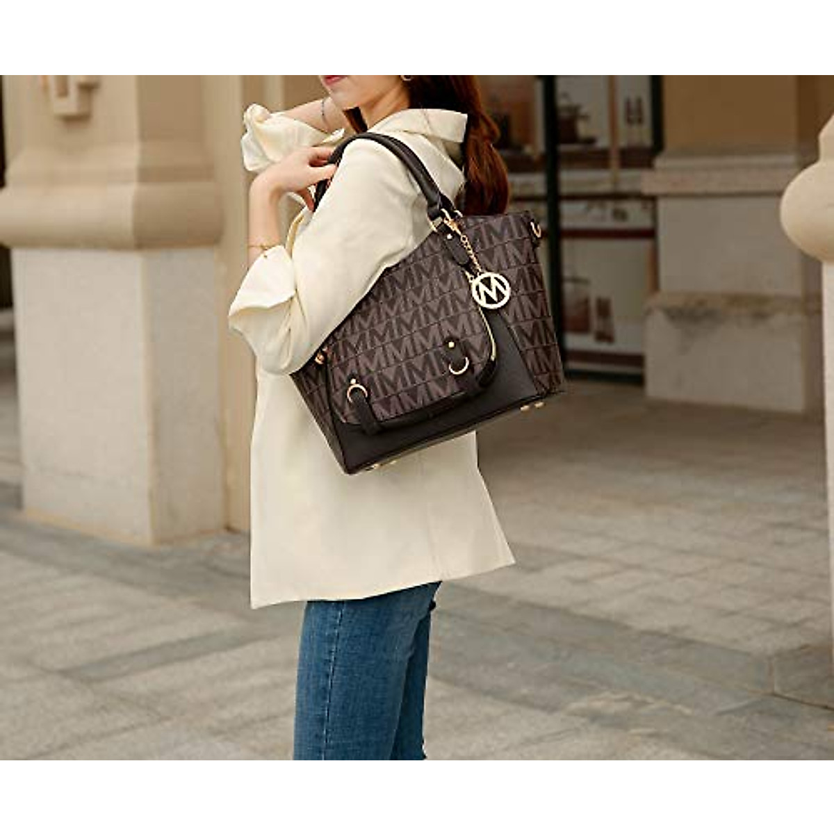 MKF Collection Shoulder Bag for Women, PU Leather Pocketbook Top-Handle Crossbody Purse Tote Satchel Handbag By Mia K