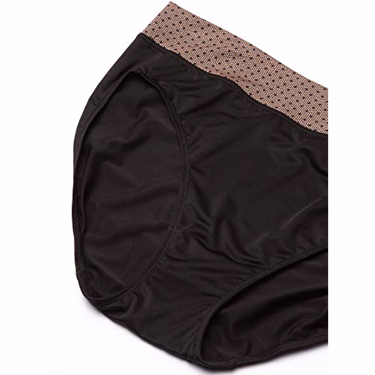 Warner's Women's Blissful Benefits Dig-Free Comfort Microfiber Hi-Cut 3-Pack 5138W, Black/Toasted Almond/Black with LACE DOT Print Waistband, XL