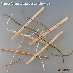 MILIVIXAY 100pcs Wooden Candle Wick Holders, Candle Wicks Centering Device, Candle Wick Bars, Wick Holders for Large & Multiwick Candles.