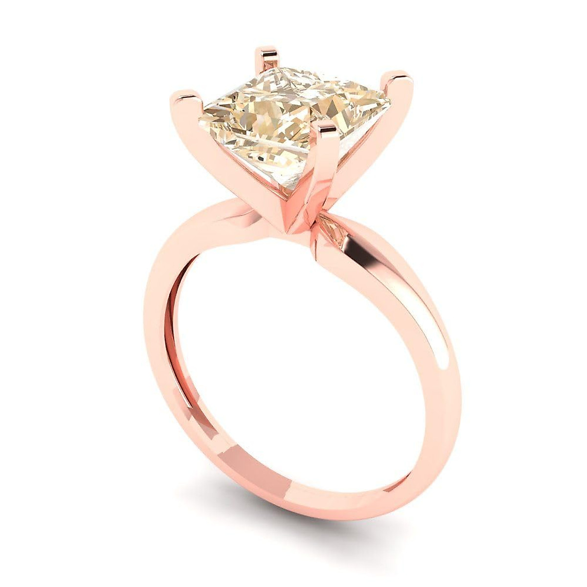 Clara Pucci 2.5 ct Princess Cut Solitaire Genuine Natural Morganite Wedding Bridal Designer Anniversary Engagement Ring 14k Rose Gold