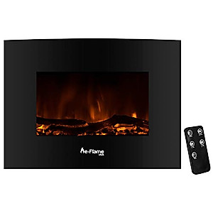 e-Flame USA Sundance Curved Wall Mounted or Freestanding LED Electric Fireplace with Remote - Adjustable, Timer, Remote - 22-inch