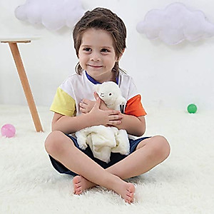 Apricot Lamb Luxury Snuggle Plush White Lamb Sheep Infant Stuffed Animals Security Blanket Nursery Character Blanket(White Lamb, 14 Inches)