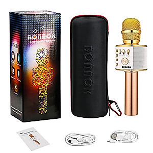 BONAOK Wireless Bluetooth Karaoke Microphone,3-in-1 Portable Handheld Karaoke Mic Speaker Machine Christmas Birthday Home Party for All Smartphone