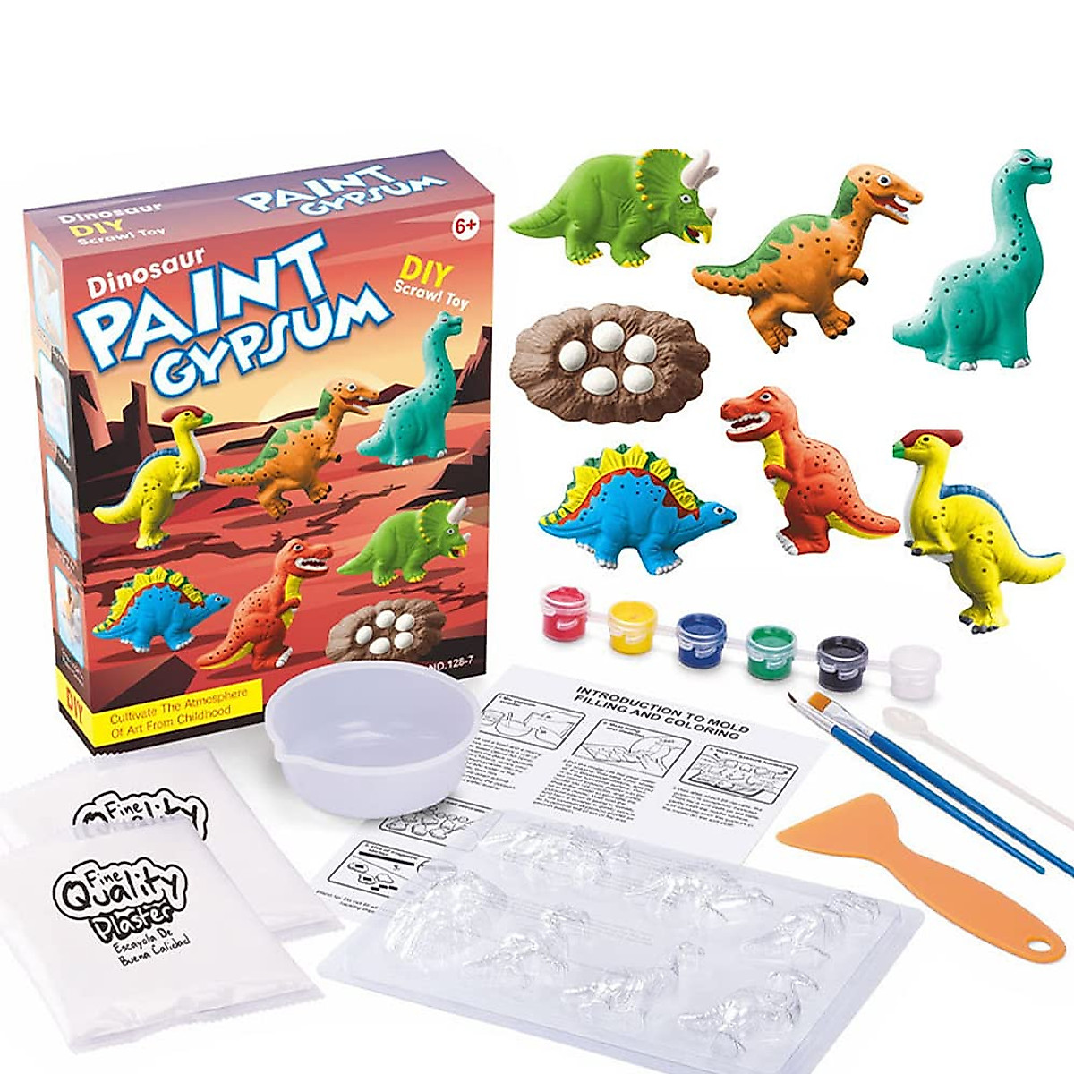 JEMESI Kids Arts and Crafts, DIY Dinosaur Scrawl Gypsum Art Kits for Kids 3-9, Creativity Cute Magnets Toys Gifts for 3 4 5 6 7 8 9 Year Old Boys Girls (Dinosaur)