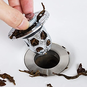 HEGEHE 2 Pack Bathroom Sink Stopper, Washbasin Drain Hole Filter Stopper, Universal Anti Clogging Filter Basket for Bathroom,Bathtub,Washbasin, Kitchen (Silver)