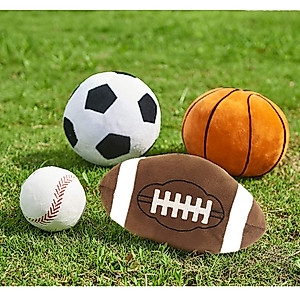XIZHI 11 inch Football Plush Pillow Fluffy Stuffed Throw Pillows Football Sports Ball Pillow Soft Durable Sports Toy Sofa Room Decoration