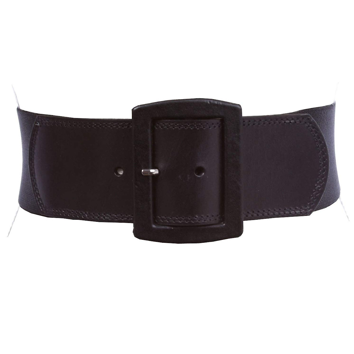 Women's 2 1/2" (64 mm) Wide Elastic High Waist Leather Stretch Belt, Black | m/l - 29"~33"