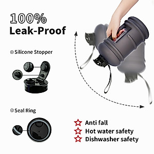 TOOFEEL 2 Liter Water Bottles - Half Gallon Water Bottle BPA Free - Ideal for Gym, Big Water Jug, Reusable Sports Bottle with Measurements Marked Drink Container - 2.2L 74oz Black Half Gallon Bottle