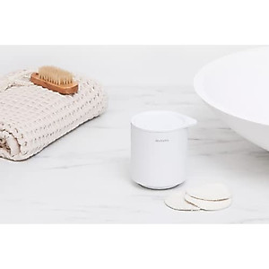 Brabantia MindSet Bathroom Storage Pot with Lid (Mineral Fresh White) Cue Tip, Cotton Pads, Jewellery Storage Organizer Holder for Washbasin or Cupboard