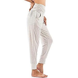 LOFBAZ Yoga Pants for Women Workout Leggings Girls Teen Sweat Joggers Womens Clothes Sweatpants Clothing Harem Jogger Pajamas Light Gray Melange S