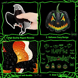 28 Pcs Halloween Garage Door Decorations Magnets Black Bats Glow in The Dark Garage Door Magnets Luminous Pumpkin Bat Automotive Magnetic Decorations Halloween Car Reflective Magnet for Party Decor