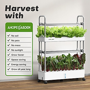 Ahopegarden Indoor Garden Hydroponics Growing System, 60 Pods Vertical Garden with LED Grow Light - Plant Germination Kit Aeroponic Veggie Flower Fruit Growth with Smart Socket & Pump System