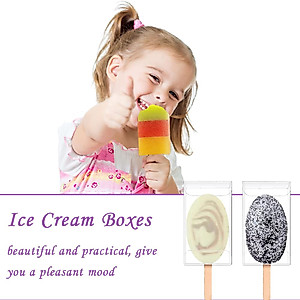 NDSWKR 300 Pieces Clear Popsicle Cakesicle Boxes Set, 150 PCS PET Ice Cream Boxes with 150 PCS Wooden Sticks, Plastic Treat Boxes for Baking, Wedding, Birthday Party