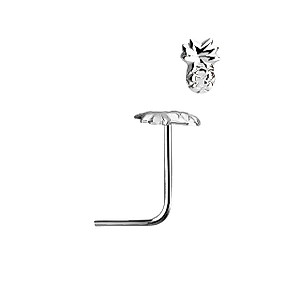 Luxe Modz Nose stud L shaped Sterling Silver pineapple design 22 gauge