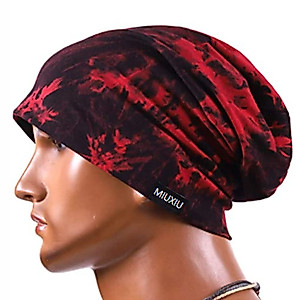 MIUXIU Mens Slouchy Beanie Hat Thin Baggy Summer Skull Cap Knit Hat (Black)