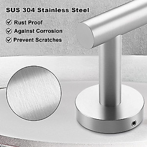 Toptowel Bathroom Towel Rack Set - 8 Pieces, Includes 2 Packs 23.6 inch Towel Bar, Hooks, Rings, Toilet Paper Holder - Brushed Nickel