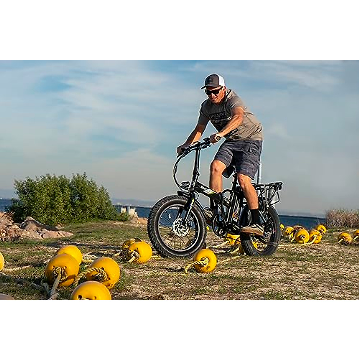 EMOJO Lynx Pro Sports 500W Folding Electric Road Bike for Adults 20 Inch Fat Tire Outdoor E Bike with Fenders 20MPH 30 Miles 7 Speed Pedal Assist E Bicycle with 48V Battery and LCD Display (Blue)