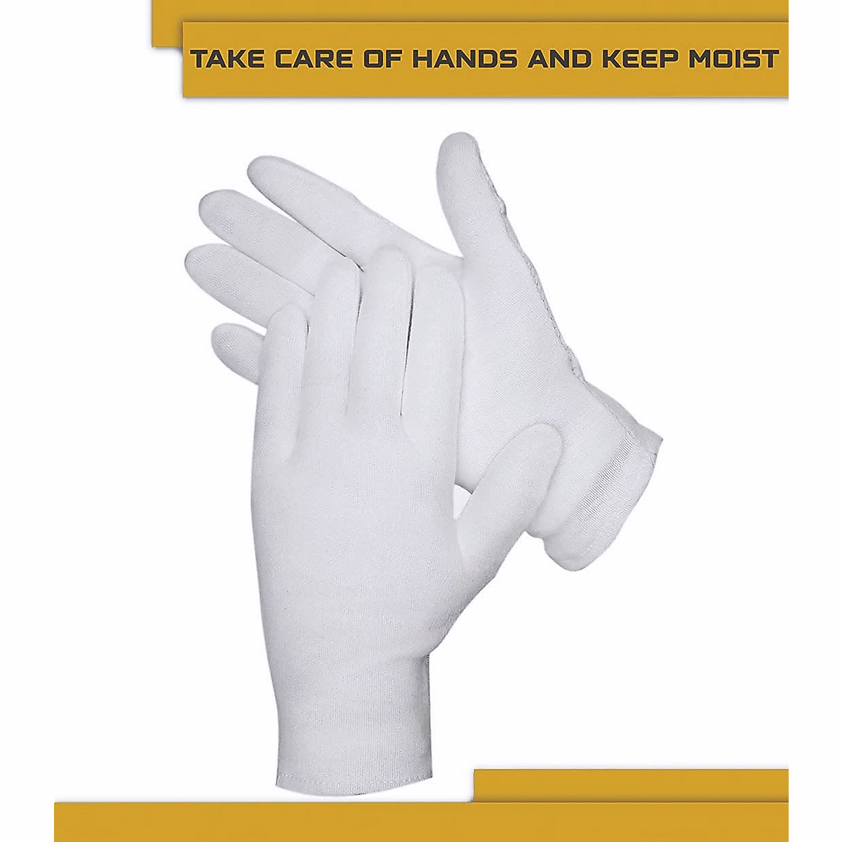 DOVORTEX 24 Pcs White Cotton Gloves, Protective Gloves for Dry Hands, Moisturizing Gloves, Inspection Gloves, Machine Washable