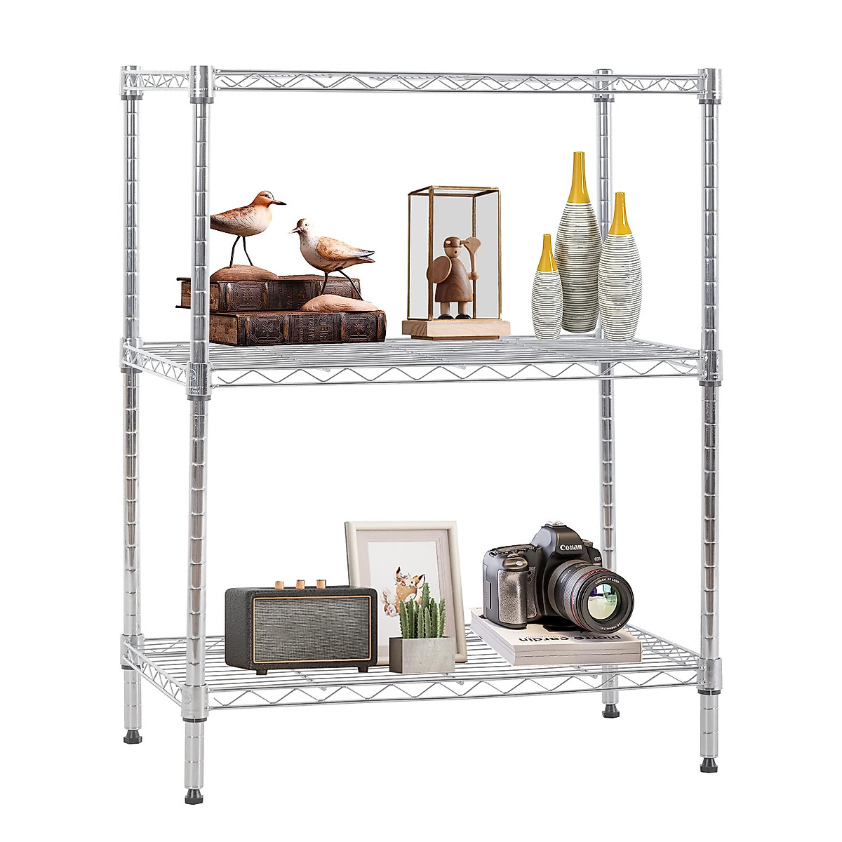FDW 3 Tier Wire Shelving Units Metal Storage Rack 23L x 13W x 30H Adjustable Pantry Shelves NSF Kitchen Shelf for Kitchen Garage Small Places Commercial,Chrome
