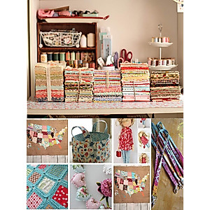 Quilting Fabric Gece 7pcs 20x20 inches (50cmx50cm) 7 Patterns Aqua Blue Cotton Fabric Squares Quilting Sewing Floral Flowers Love Heart Stripe Dots Precut Fabric Square Sheets for Craft Patchwork