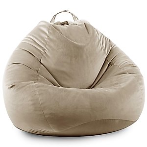 LPMOERA Stuffed Animal Storage Bean Bag Chair Cover (No Filler) Zipper Soft Fuzzy Fluffy Stuffable Bean Bag Cover for Organizing Children Plush Toys or Memory Light Coffee Large
