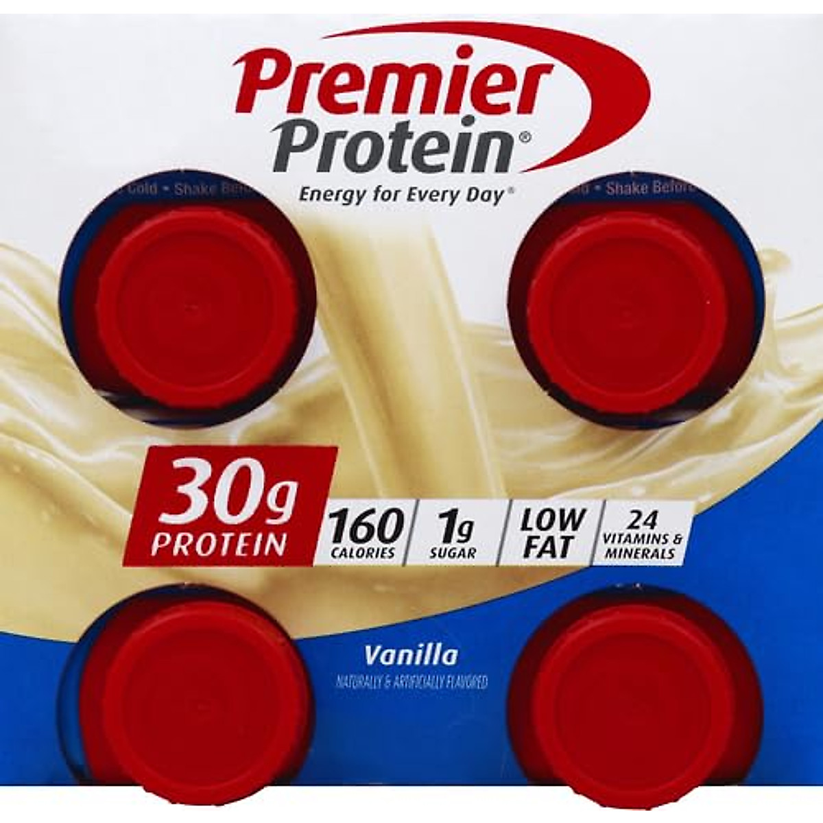 Premier Protein Shake 30g 1g Sugar 24 Vitamins Minerals Nutrients to Support Immune Health, Vanilla, 44 Fl Oz, (Pack of 4)