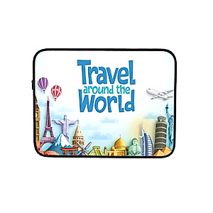 Famous Landmarks 13 inch Portable Laptop Sleeve Compatible with MacBook Air Notebook Computer Case for Men Women College School Students