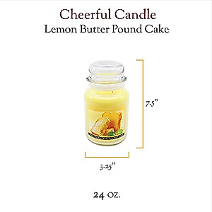 A Cheerful Giver - Lemon Butter Pound Cake Scented Glass Jar Candle (24 oz) with Lid & True to Life Fragrance Made in USA