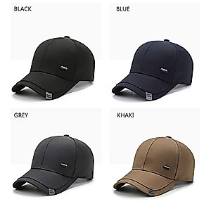 talajee Mens Women Cotton Baseball Cap Summer Adjustable Dad Hat Plain Black Trucker Hat Golf Low Profile Hat (Black)