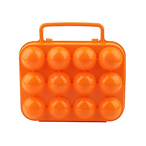 HERCHR Shatterproof Plastic Egg Carrier Holder with Lid, Orange, 12 Eggs Capacity