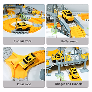 TOMMYHOME Construction Race Tracks Cars Toys Playset for Kids,Flexible Track with 2 Racing Cars 6 Engineering Trucks,Education Toy Gift for 2 3 4 5+ Year Old Boys Girls(276 PCS)