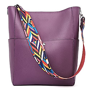 BROMEN Handbags for Women Bucket Bags Vegan Leather Purses and Handbags Crossbody Purse Purple