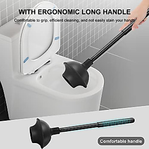 SetSail Toilet Brush and Plunger Set, Toilet Plungers for Bathroom Heavy Duty Toilet Bowl Brush and Holder Hidden Toilet Plunger and Brush Set for Deeply Cleaning - Black