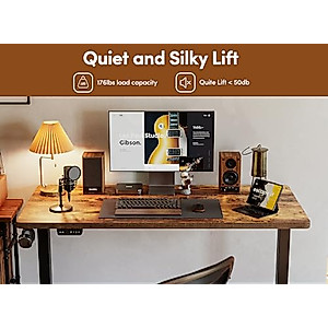 BANTI 63'' Standing Desk, Electric Stand up Height Adjustable Home Office Table, Sit Stand Desk with Splice Board, Rustic Brown