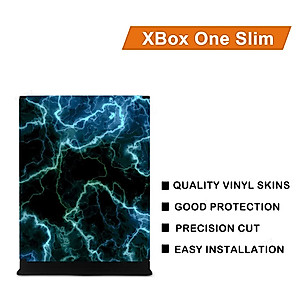 FOTTCZ Whole Body Vinyl Skin Sticker Decal Cover for Microsoft Xbox One Slim Console Blue Lighting